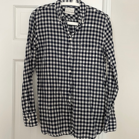 J. Crew | Tops | Jcrew Navy Blue Gingham Button Down | Poshmark